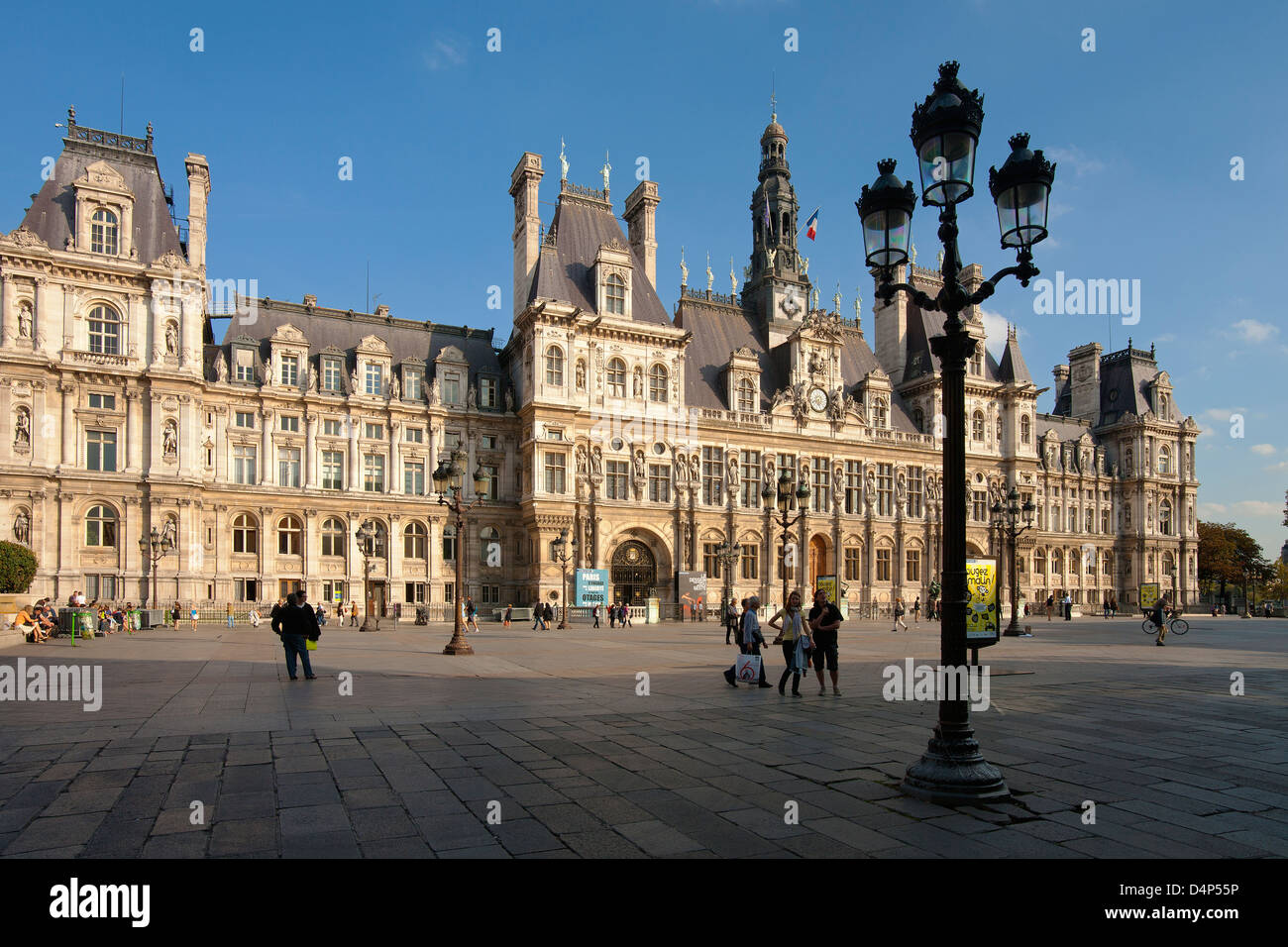 The Hôtel de Ville (City Hall) at Place de l'Hôtel-de-Ville in Paris ...