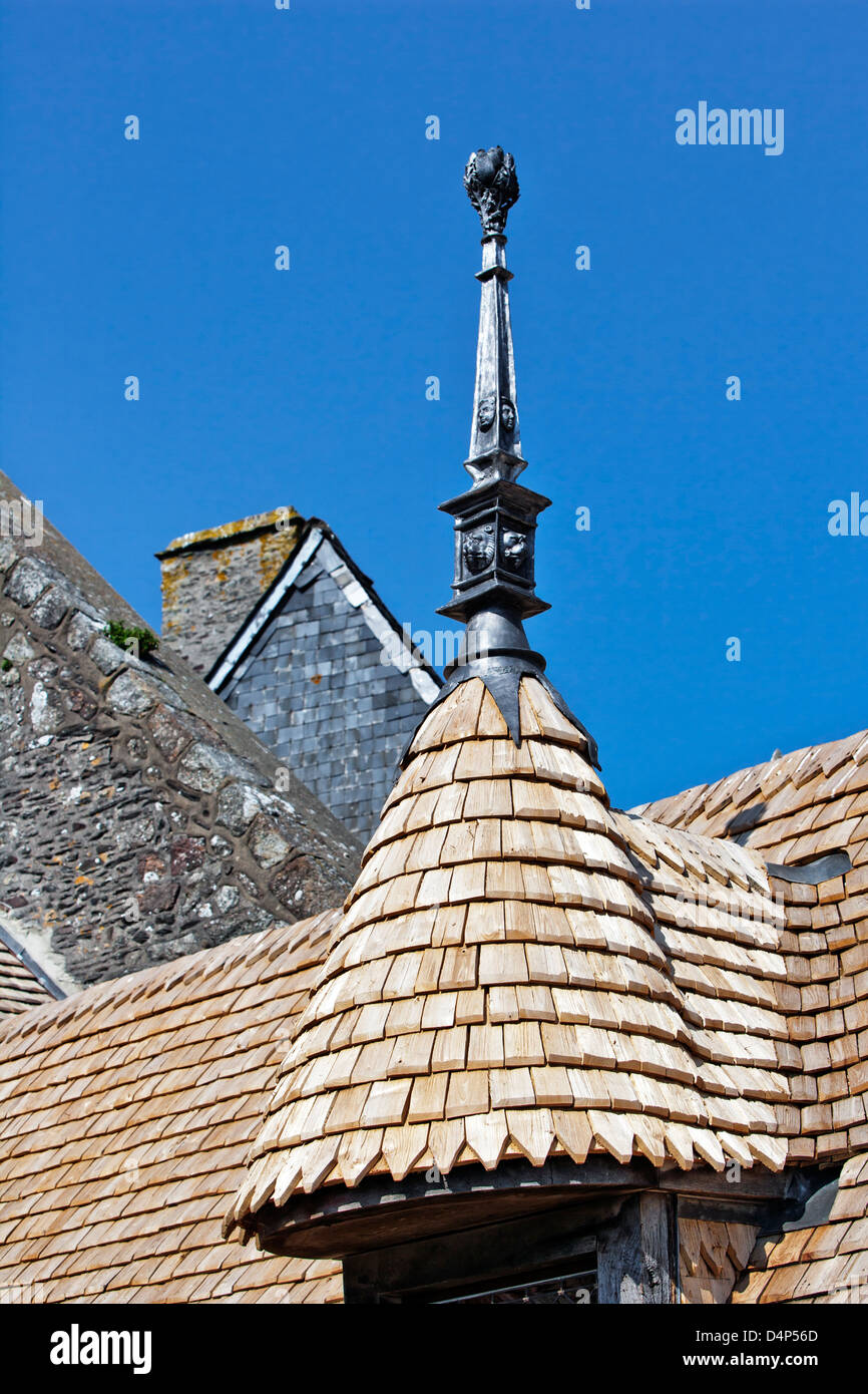 Turret roof detail. Wooden tiles. Mont St. Michel; Normandy; France ...