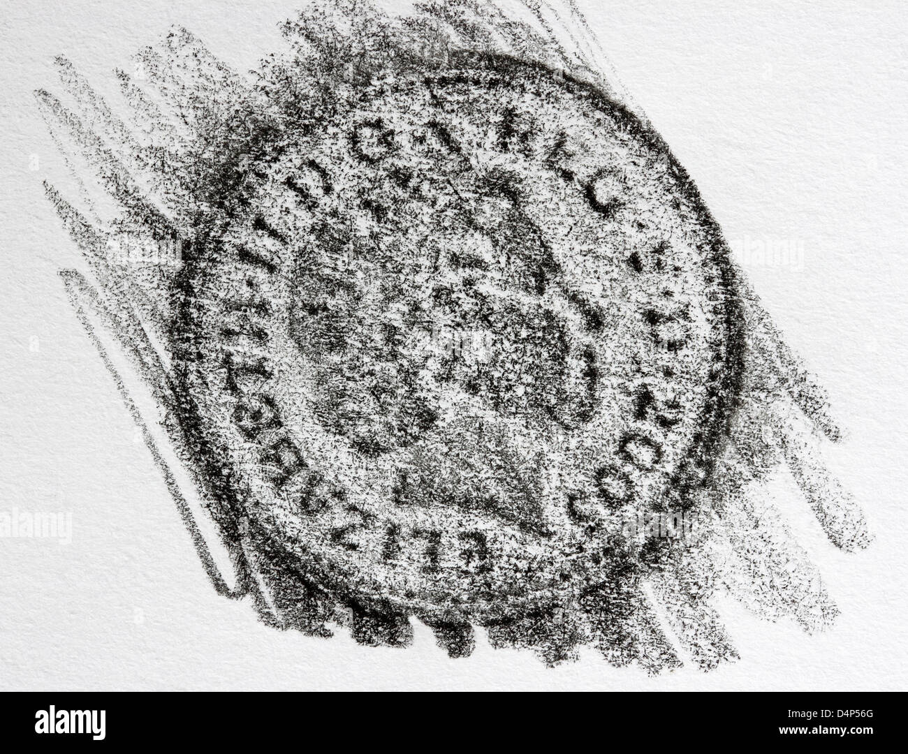 Pencil Rubbing of a £1 coin. British coin rubbing Stock Photo - Alamy