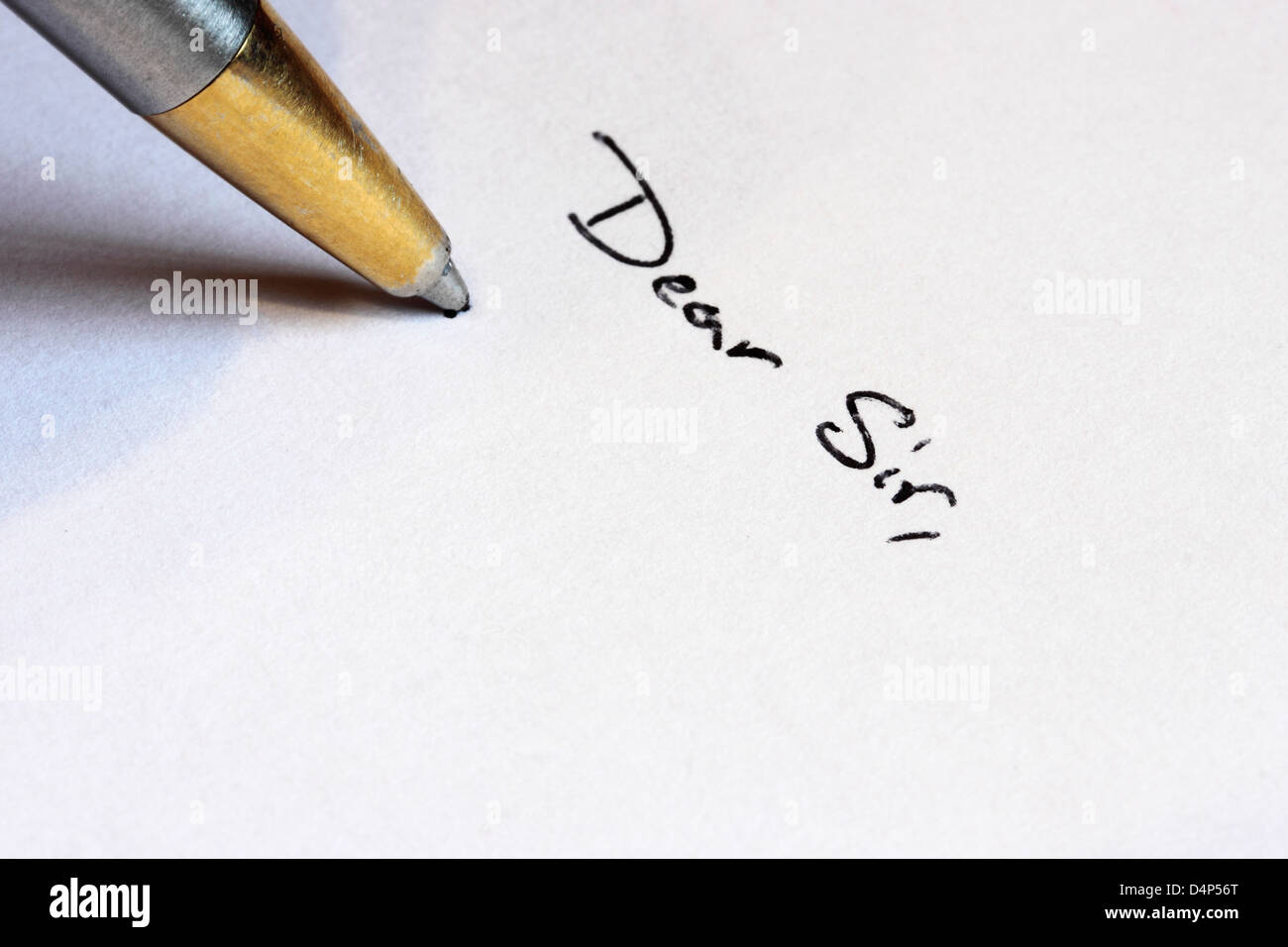 Writing Dear Sir with a ball point pen Stock Photo - Alamy