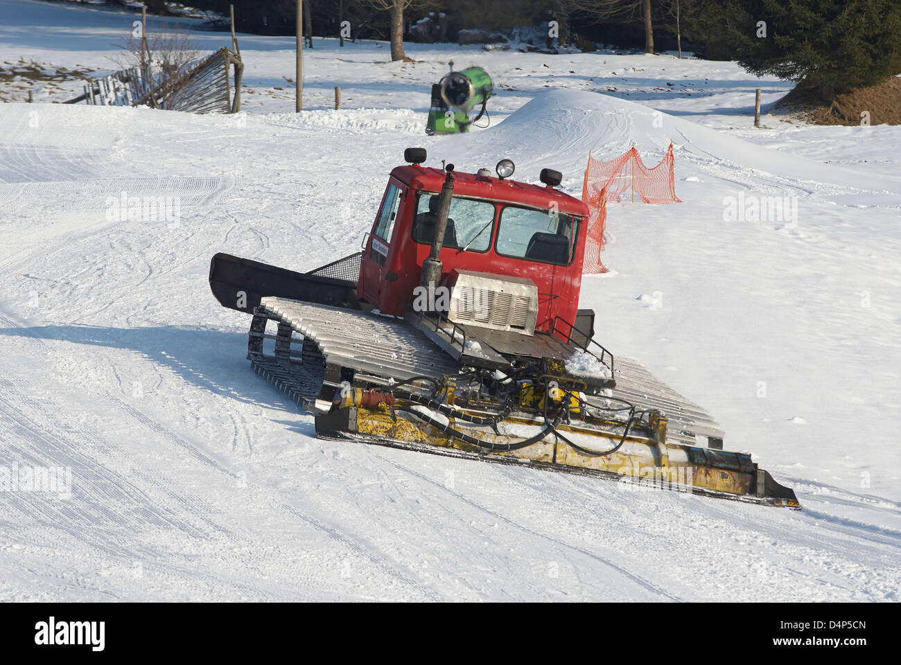 Snow groomer, Snow grooming, piste basher or piste bashing on mountain ...