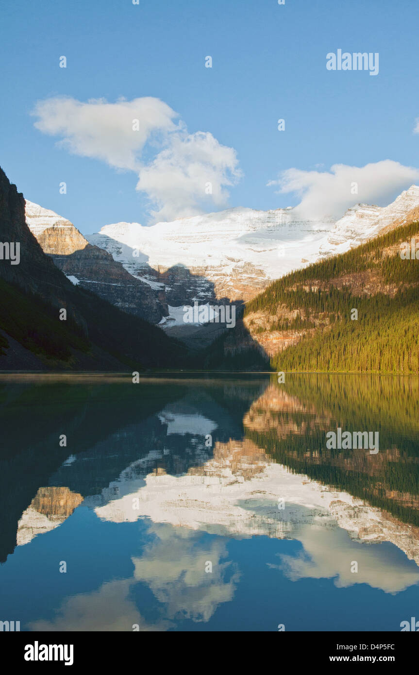 Reflections in Lake Louise of Victoria Glacier, Alberta, Canada Stock ...