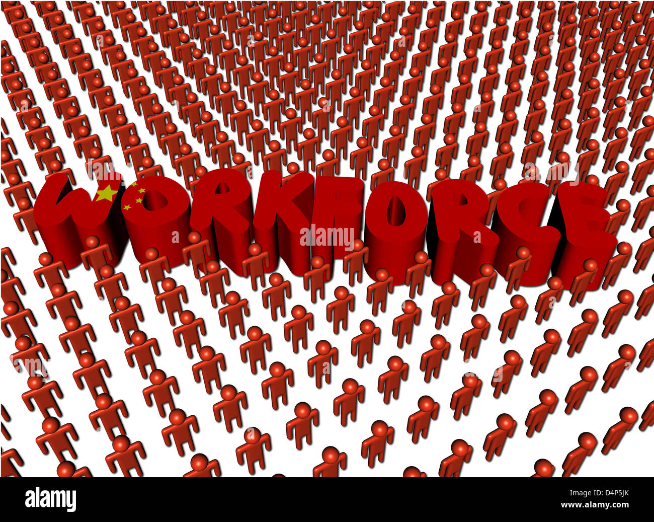 Chinese workforce with flag text illustration Stock Photo - Alamy