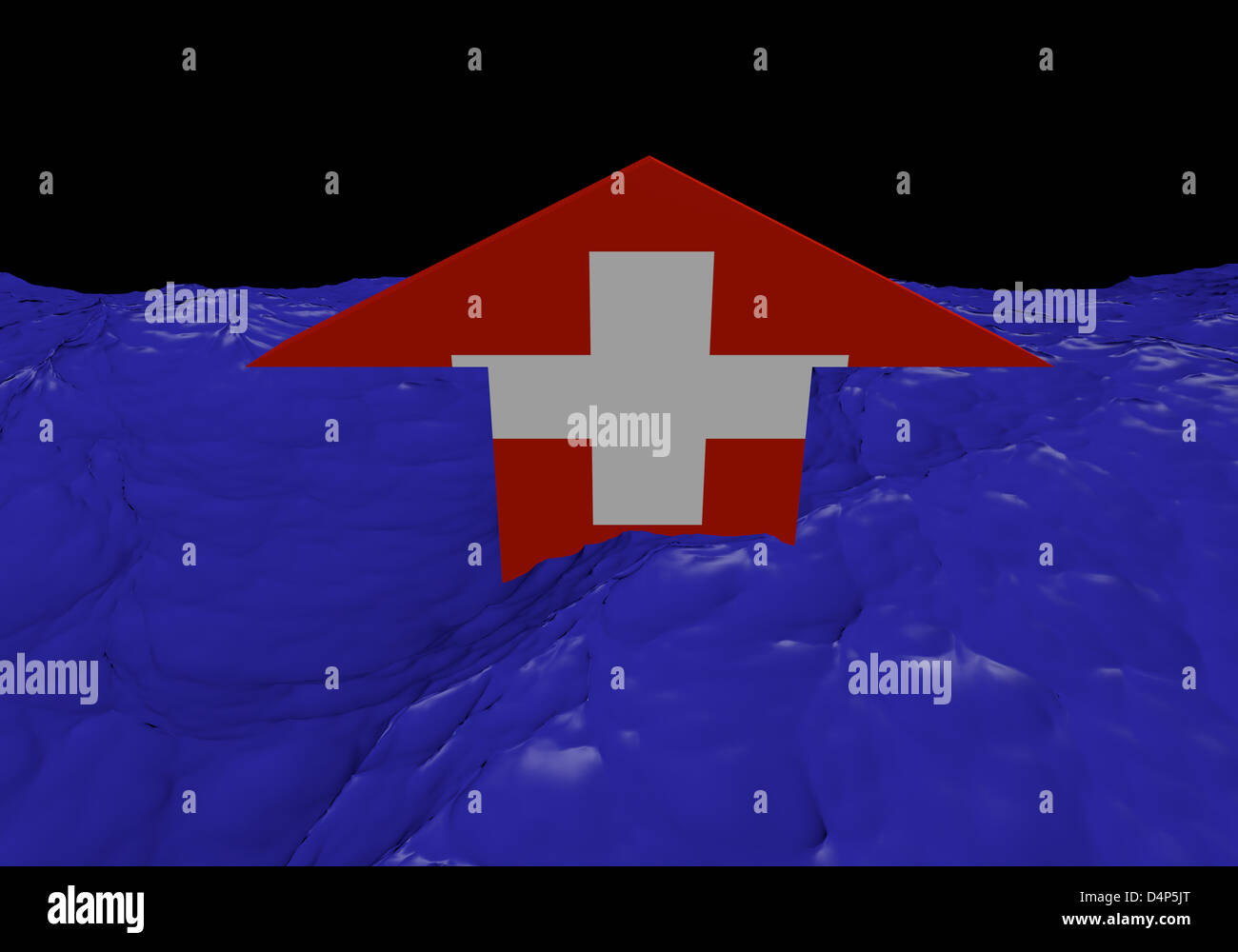 Swiss flag arrow in abstract ocean illustration Stock Photo - Alamy