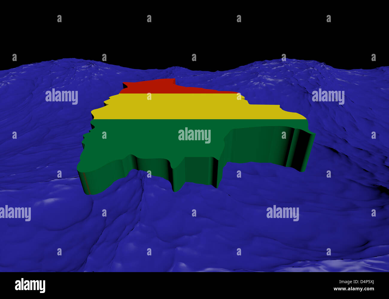 Bolivia map flag in abstract ocean illustration Stock Photo - Alamy