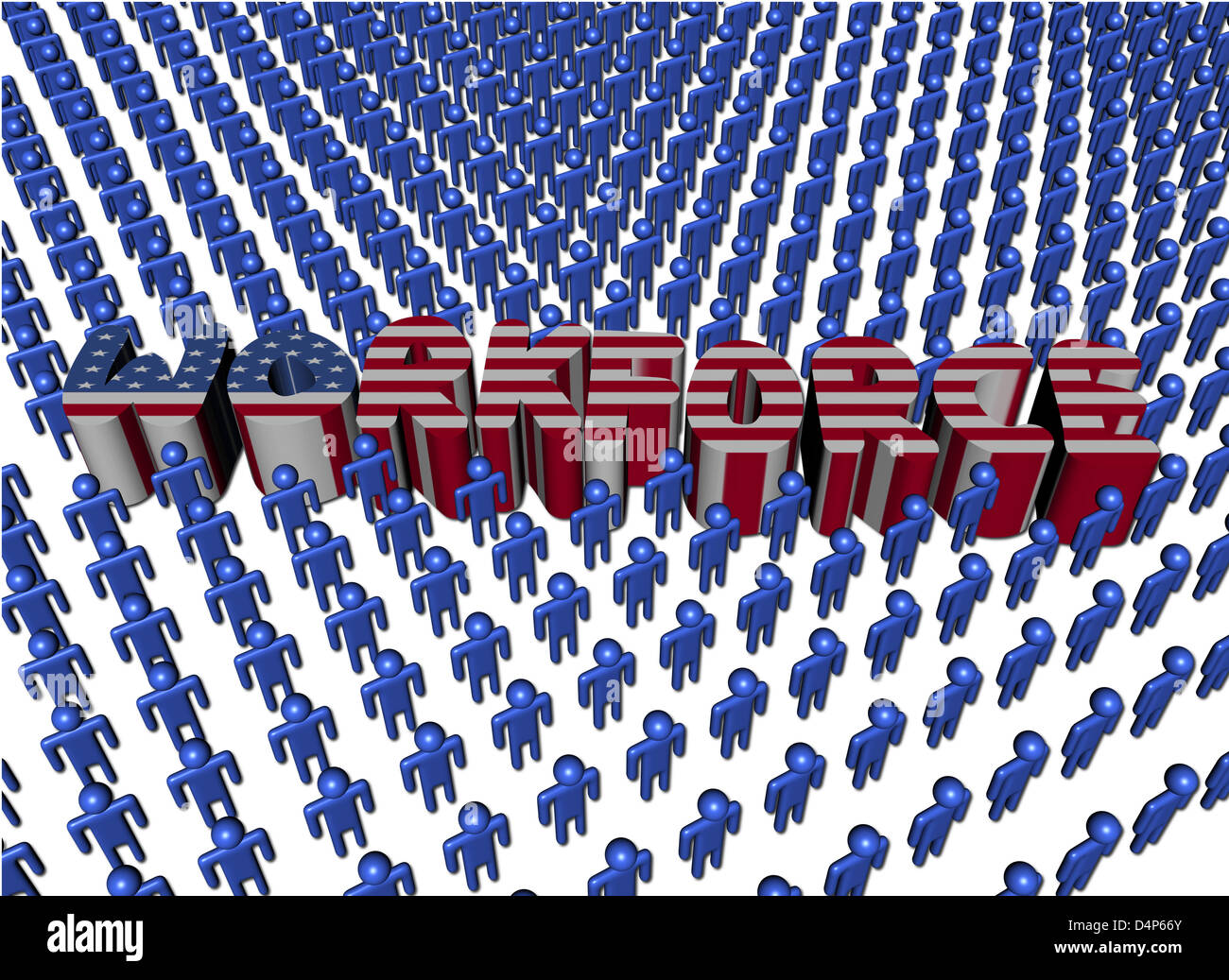 American workforce with flag text illustration Stock Photo - Alamy
