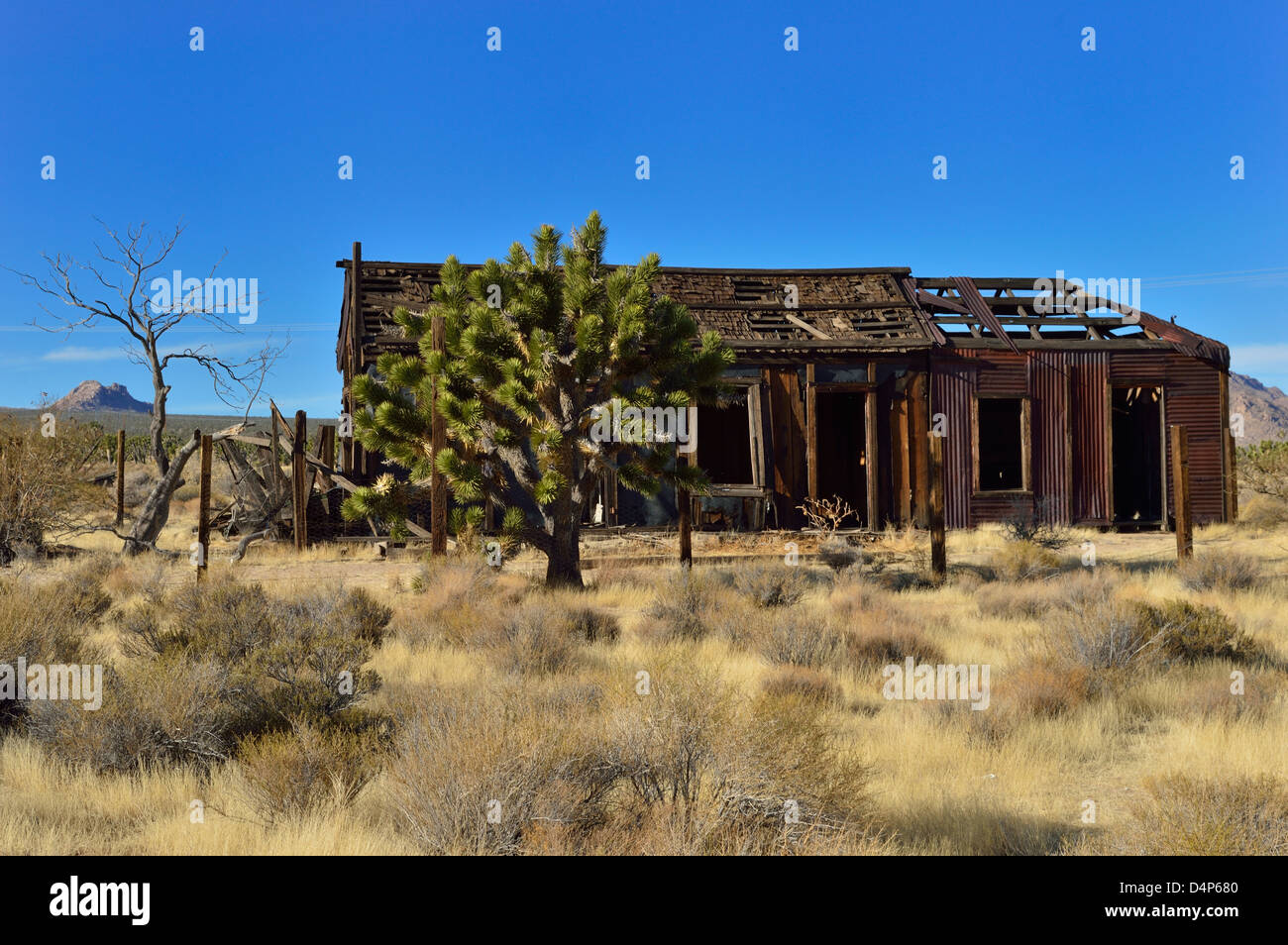 Abandoned structure in the ghost town of Cima, Mojave national preserve ...