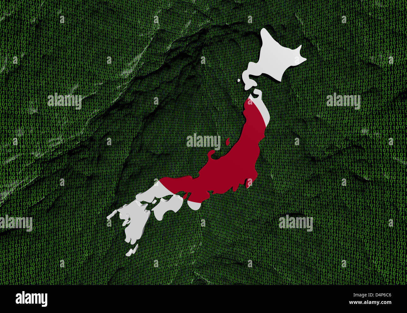 Japan map flag with abstract binary background illustration Stock Photo ...