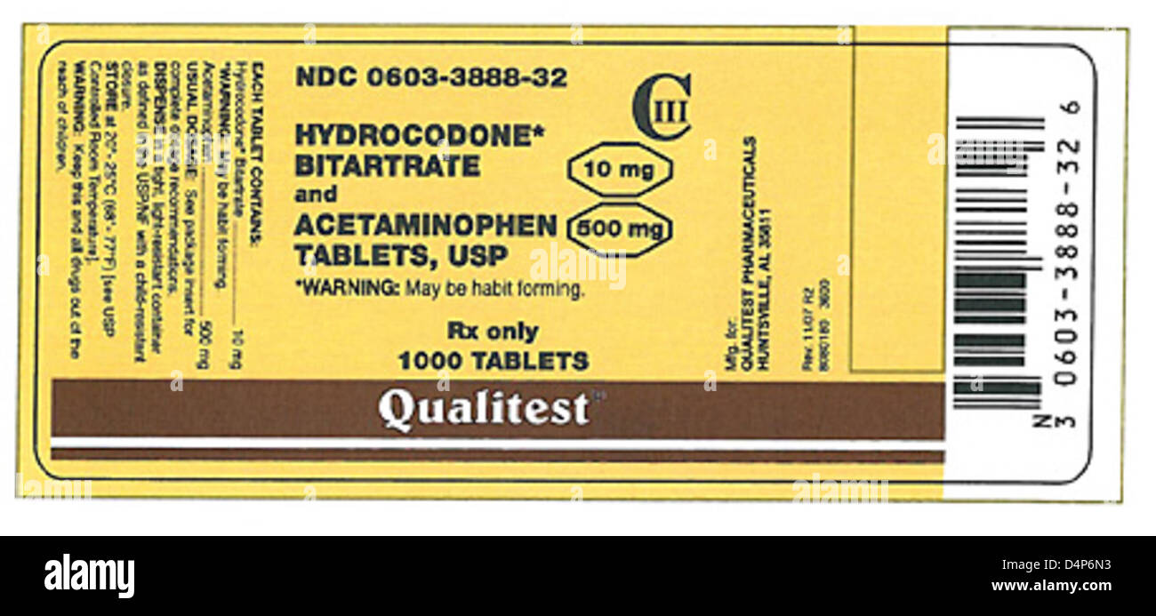 Hydrocodone acetaminophen hi-res stock photography and images - Alamy