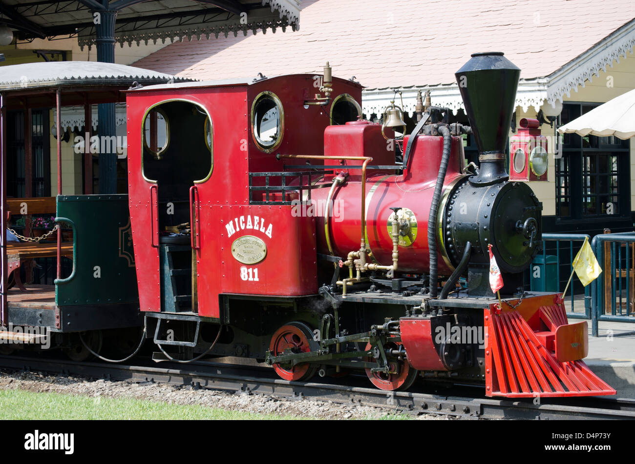 Peru. Lima city. Operating Steam Train at La Amistad Park Stock Photo ...