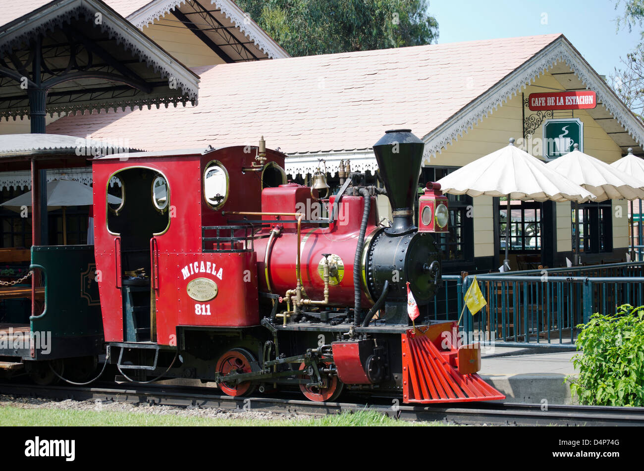 Peru. Lima city. Operating Steam Train at La Amistad Park Stock Photo ...