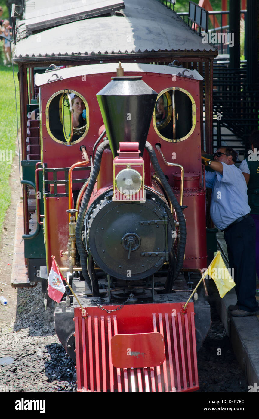 Peru. Lima city. Operating Steam Train at La Amistad Park Stock Photo ...