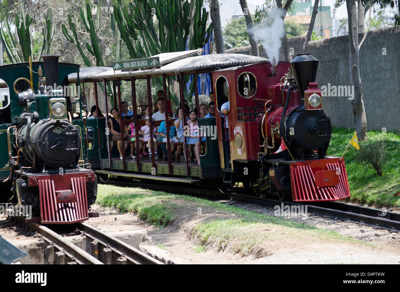 Peru. Lima city. Operating Steam Train at La Amistad Park Stock Photo ...