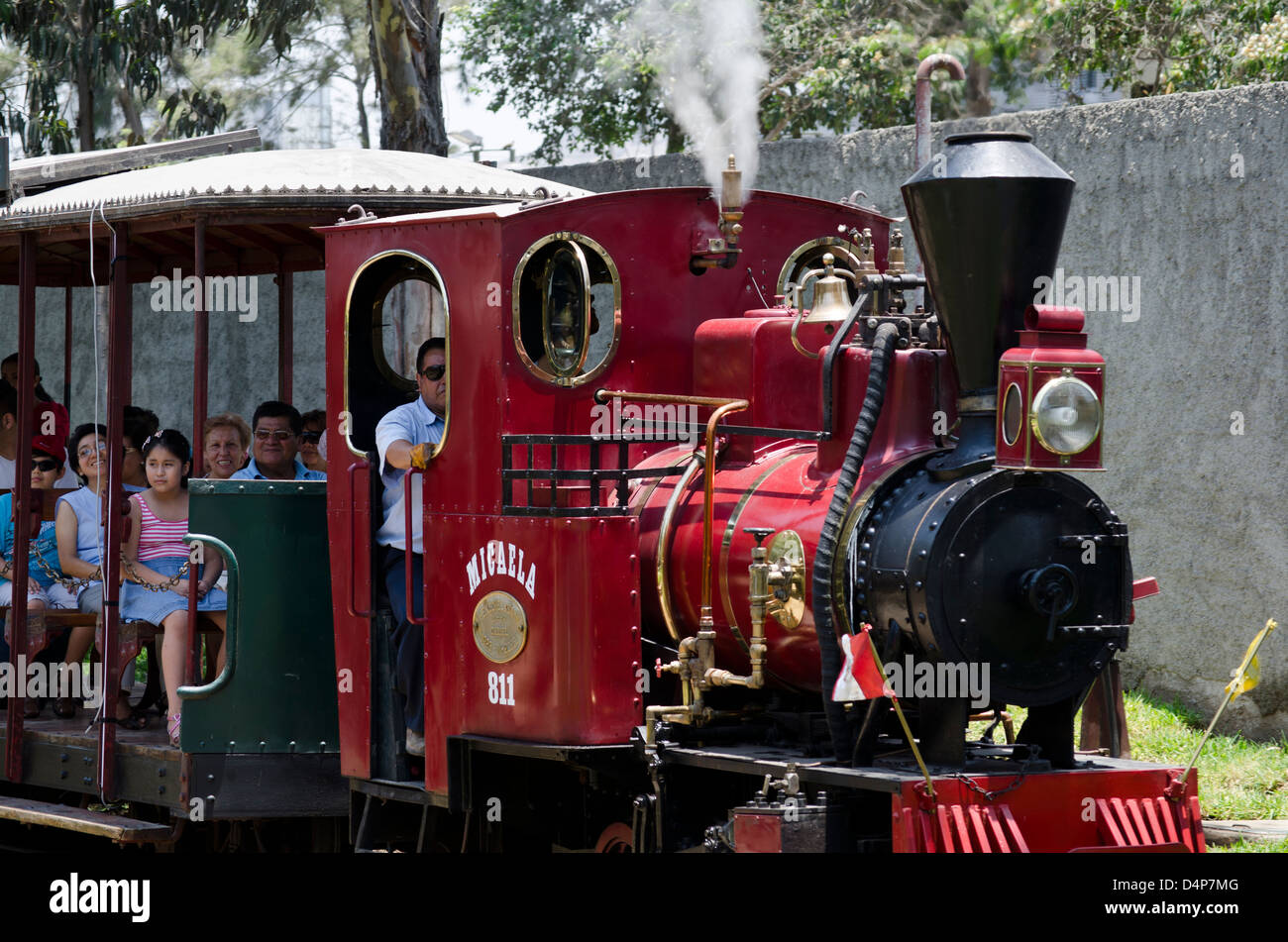 Peru. Lima city. Operating Steam Train at La Amistad Park Stock Photo ...
