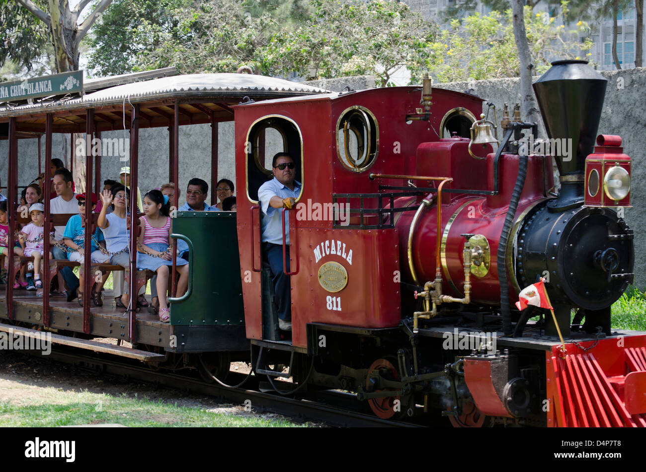 Peru. Lima city. Operating Steam Train at La Amistad Park Stock Photo ...