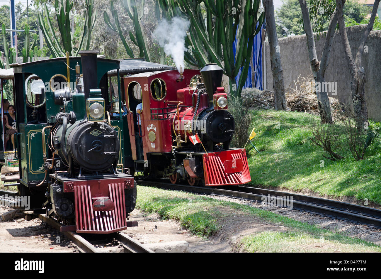 Peru. Lima city. Operating Steam Train at La Amistad Park Stock Photo ...