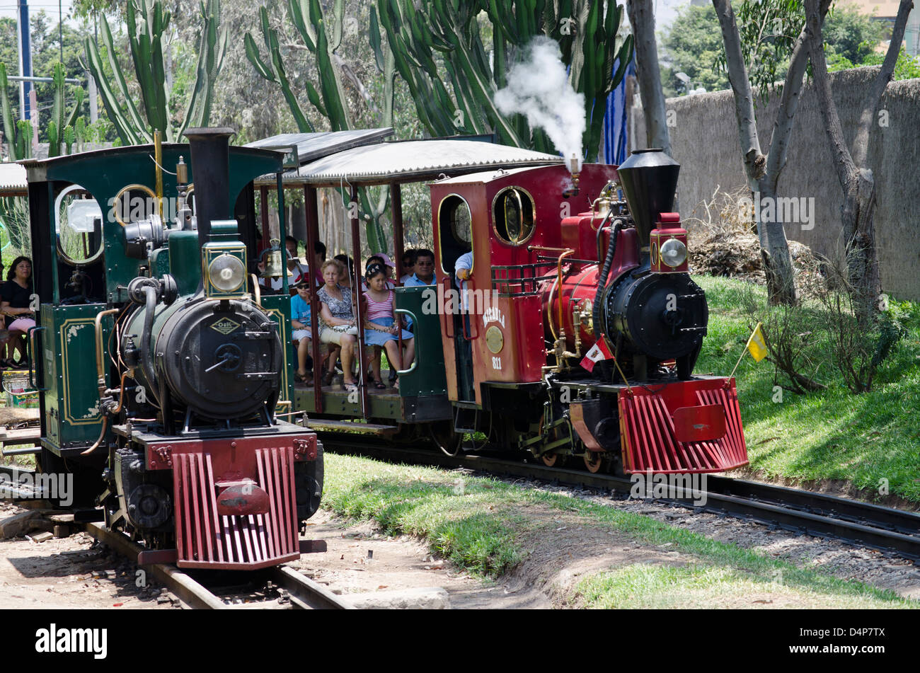 Peru. Lima city. Operating Steam Train at La Amistad Park Stock Photo ...