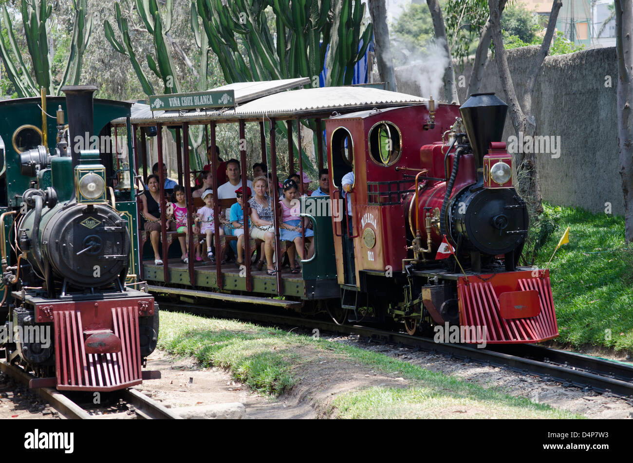 Peru. Lima city. Operating Steam Train at La Amistad Park Stock Photo ...