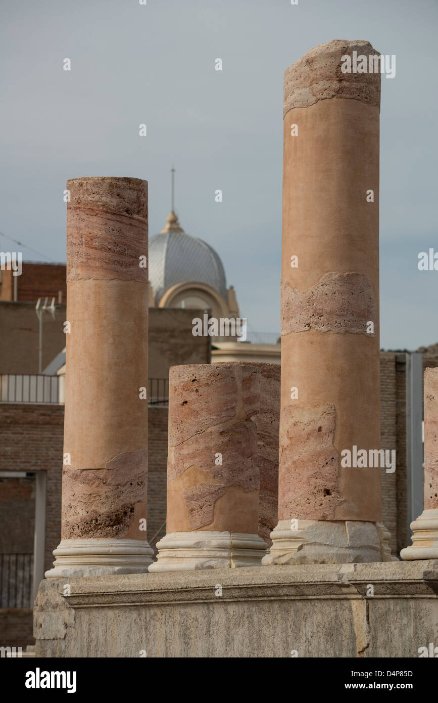 Columns of stage in Roman theatre of Cartagena Stock Photo - Alamy