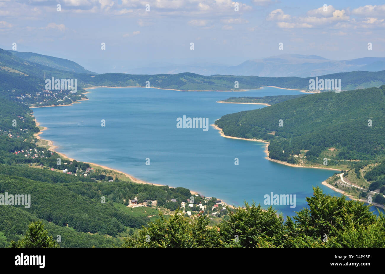 Aerial view of Mavrovo Lake, Mavrovo National Park, Macedonia Stock ...