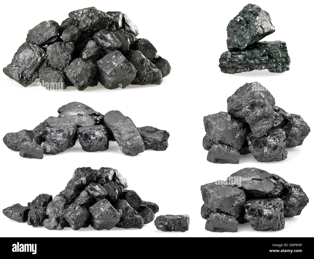 Set of piles of coal isolated on white background Stock Photo - Alamy