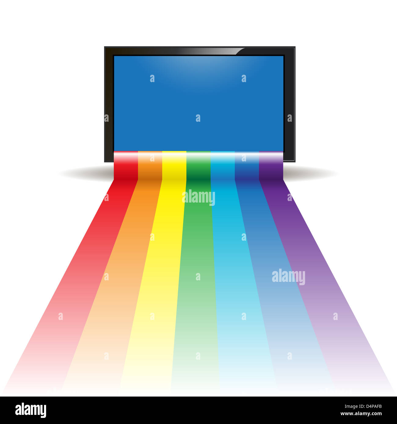 illustration, rainbow to pour from flat television set Stock Photo - Alamy