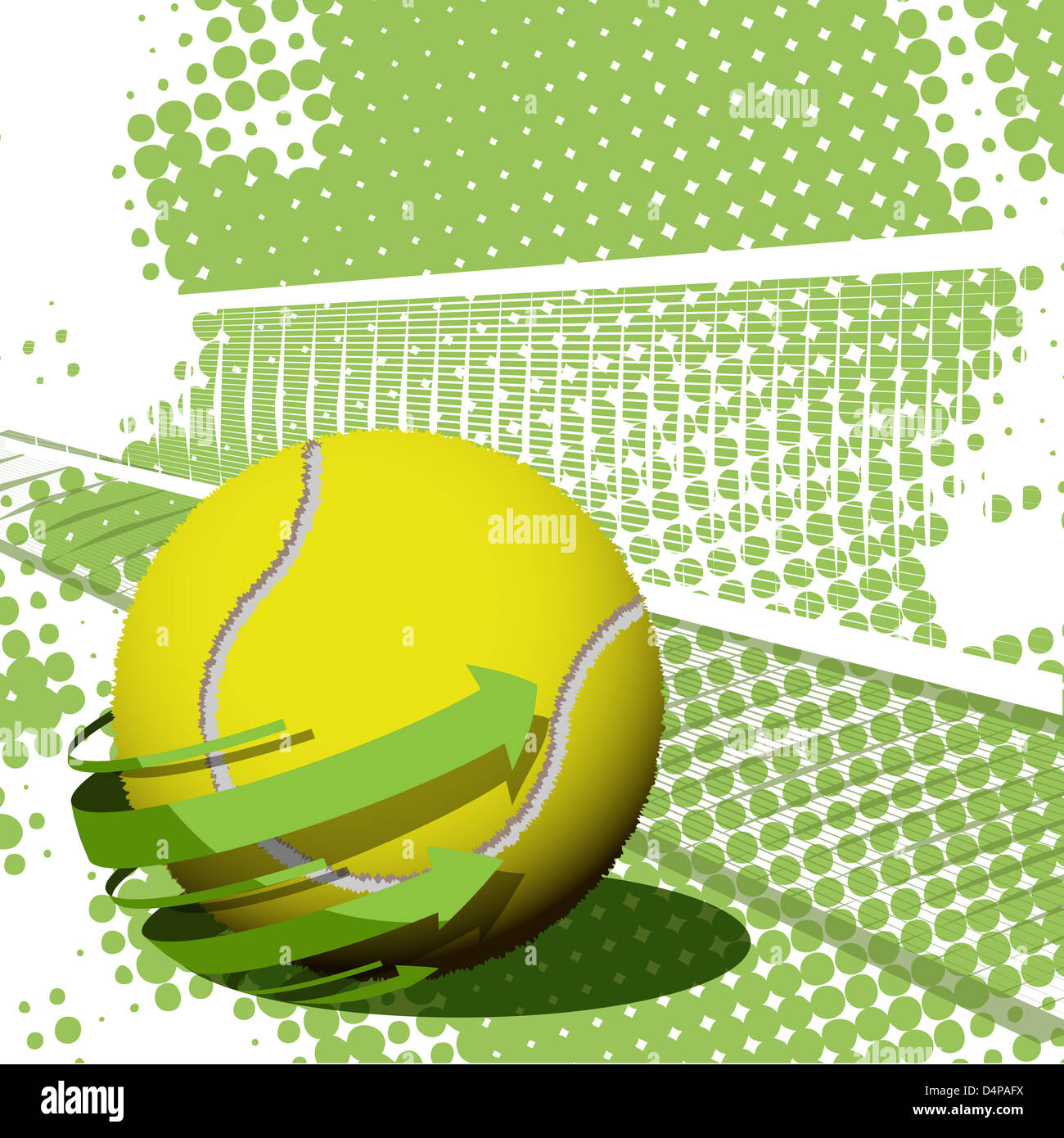 illustration, tennis ball on abstract green background Stock Photo - Alamy