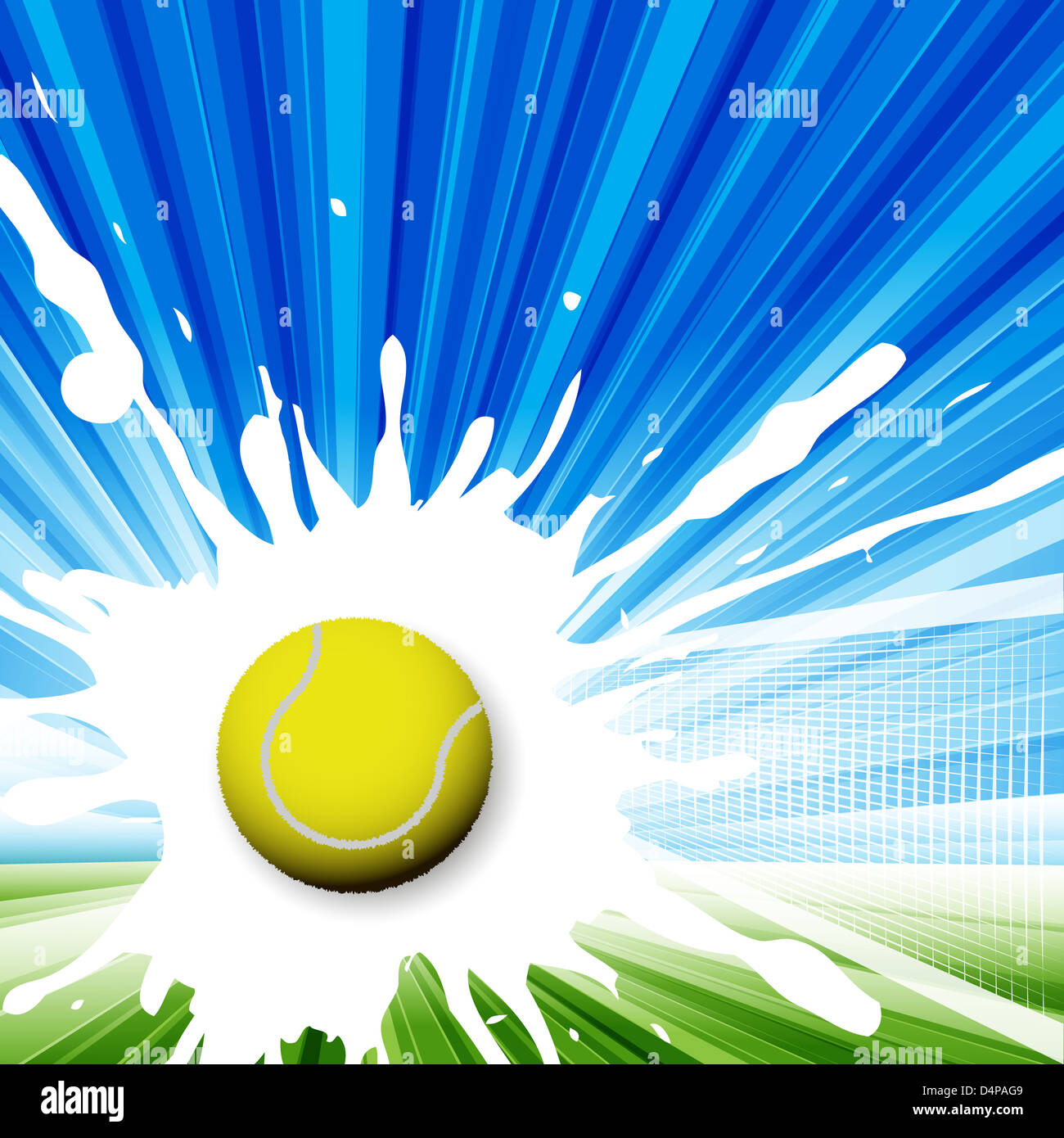 illustration, tennis ball on abstract green background Stock Photo - Alamy
