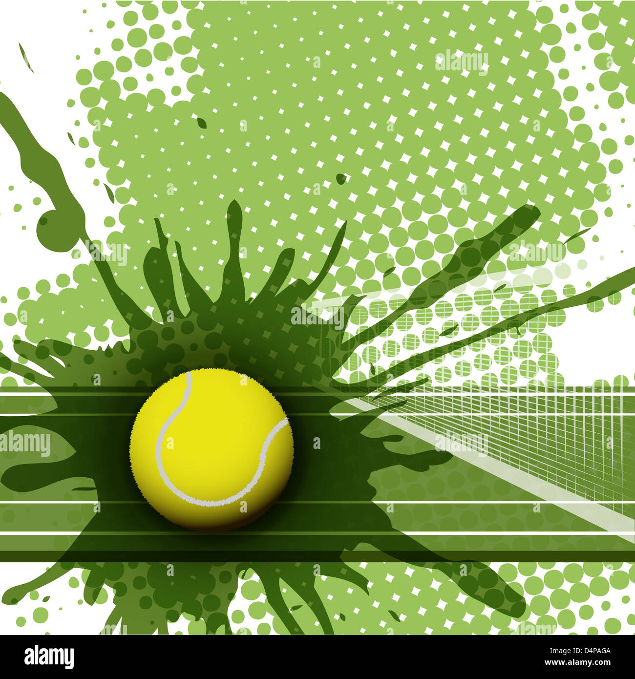 illustration tennis ball on abstract green background Stock Photo - Alamy