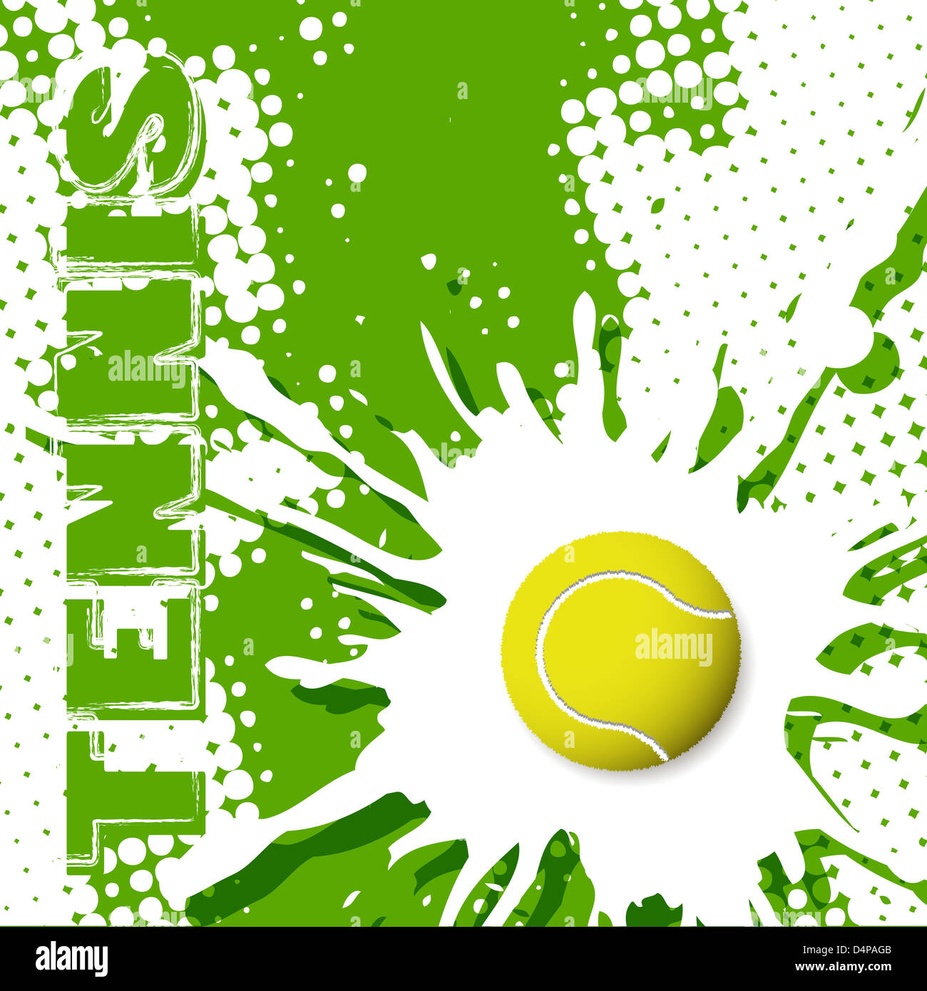 illustration, tennis ball on abstract green background Stock Photo - Alamy