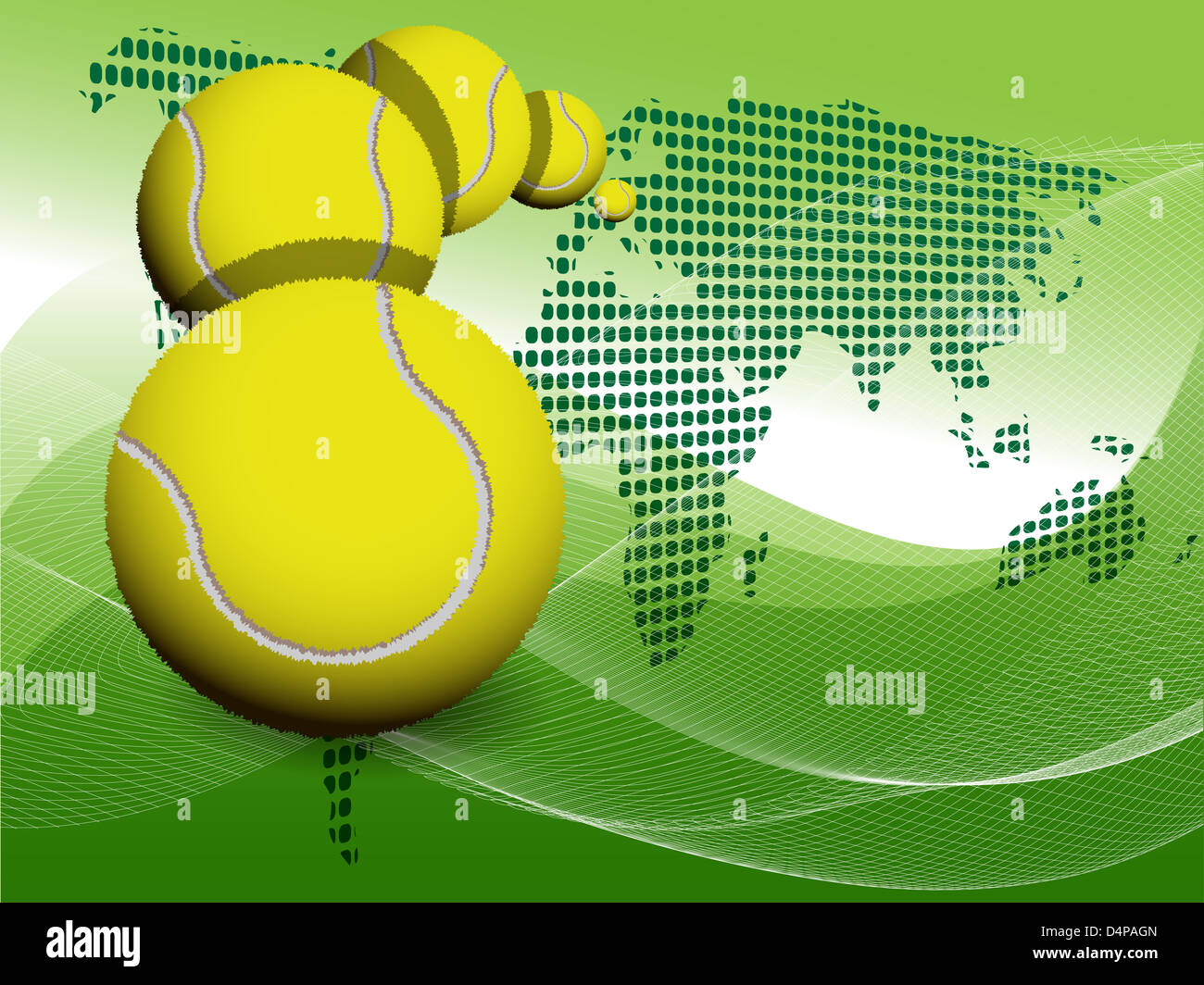 illustration tennis ball on abstract green background Stock Photo - Alamy