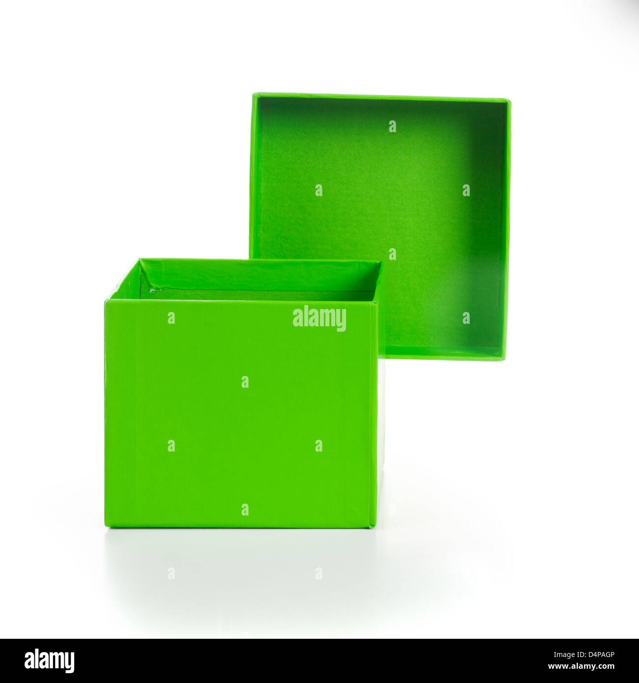 Opened empty green gift box with lid on white background Stock Photo ...