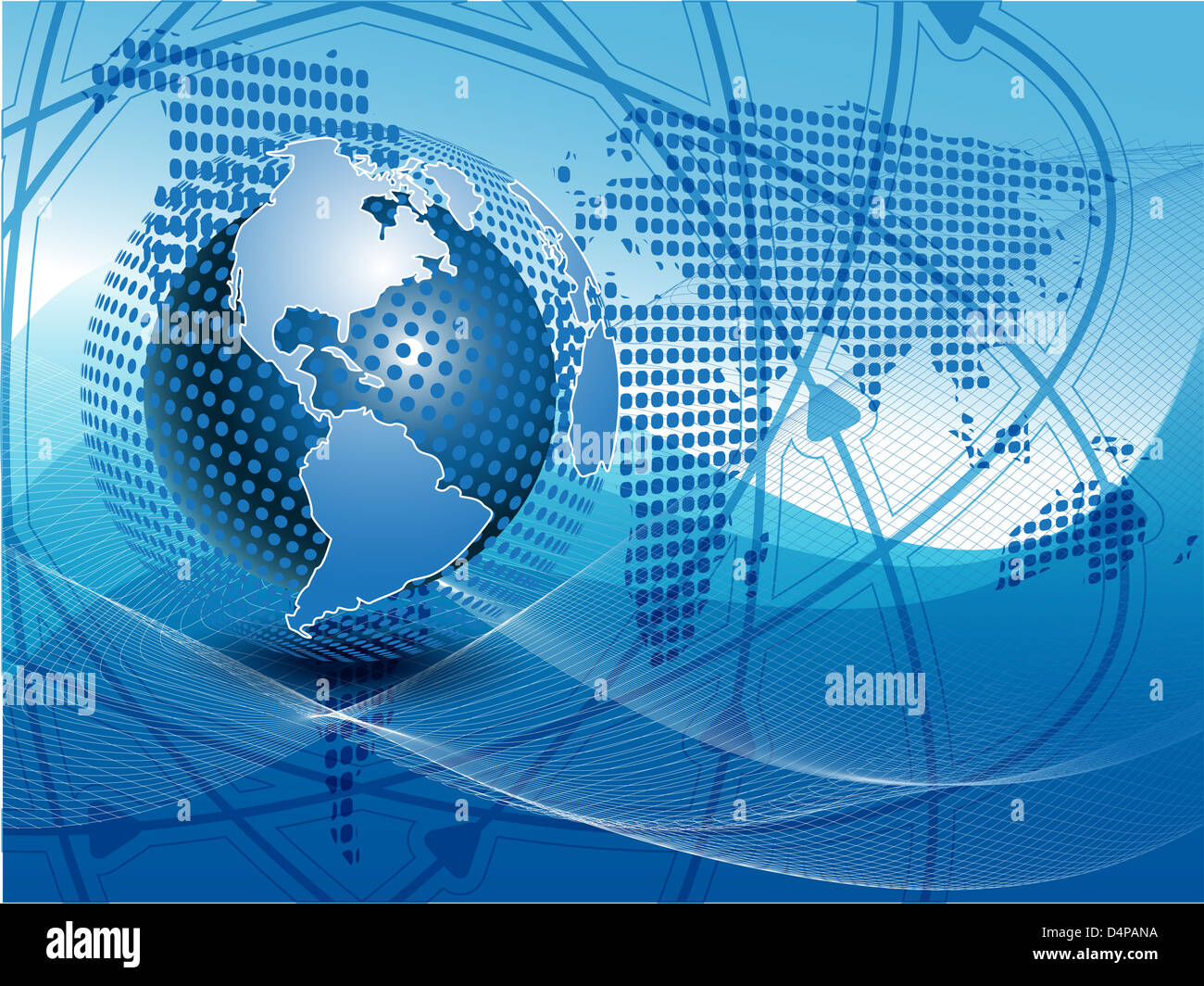 illustration texture globe on net like blue background Stock Photo - Alamy