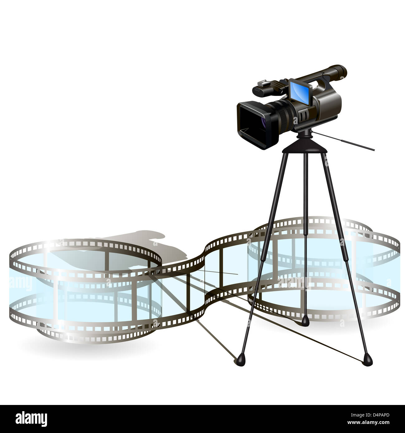 illustration, video camera on stand on white background Stock Photo - Alamy