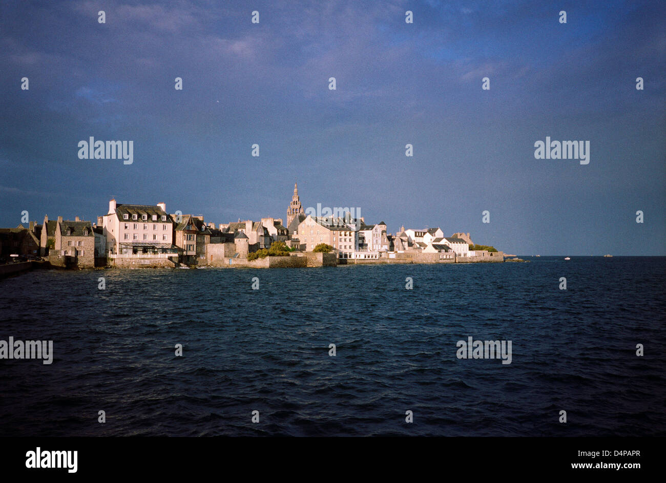 Seafront houses and hotels from causeway, Roscoff, France Stock Photo ...