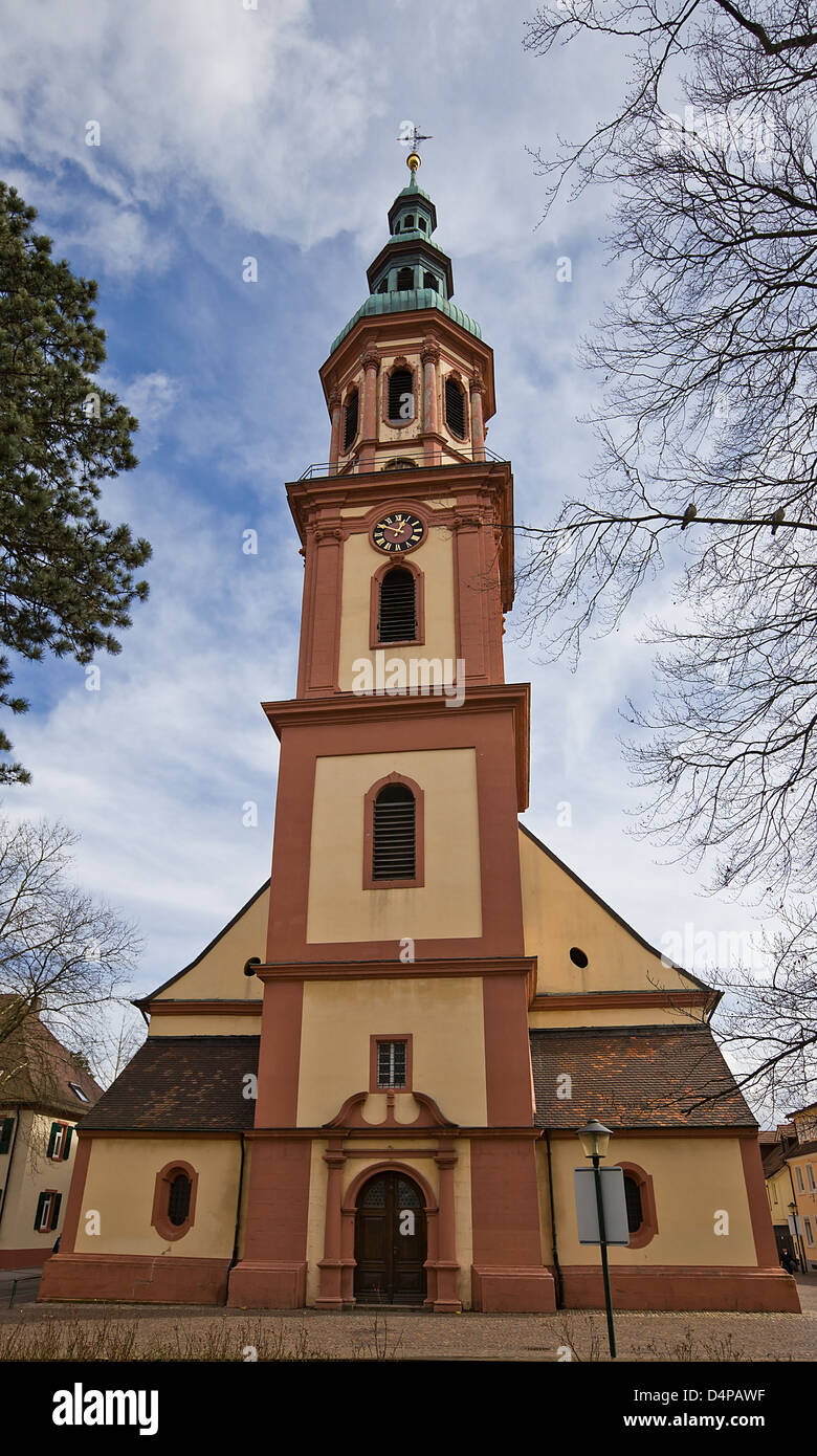Holy Cross church (Heiligkreuzkirche, circa XVII c.) in Offenburg town ...