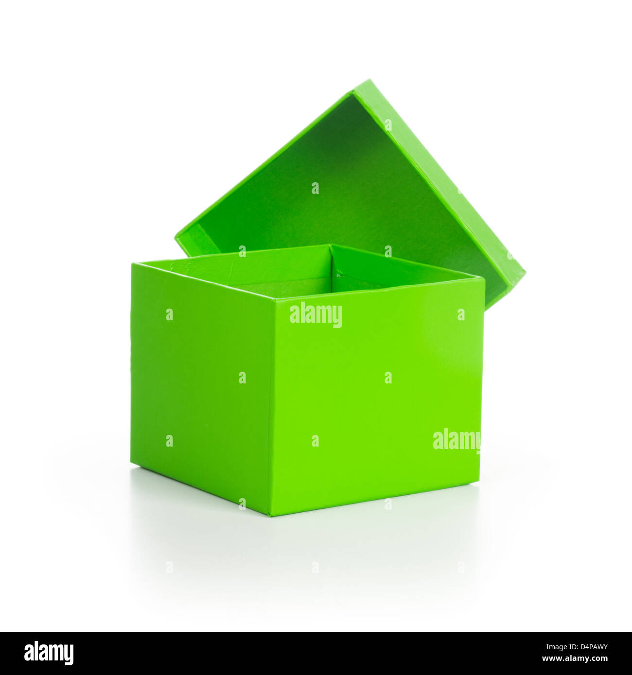 Empty green gift box with lid on white background clipping path ...