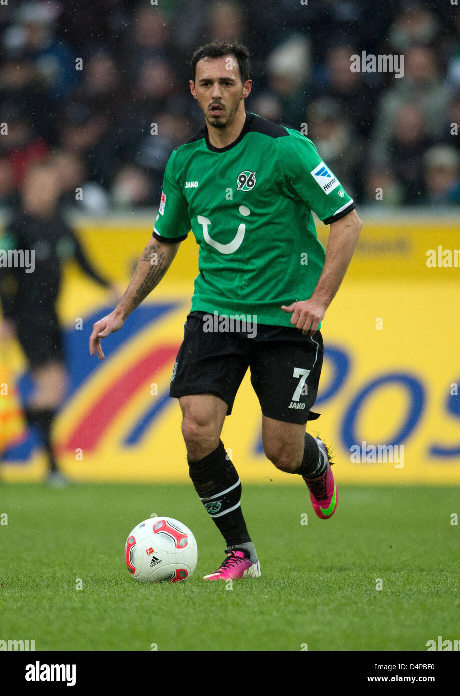 Hanover's Sergio da Silva Pinto kicks the ball during the Bundesliga ...