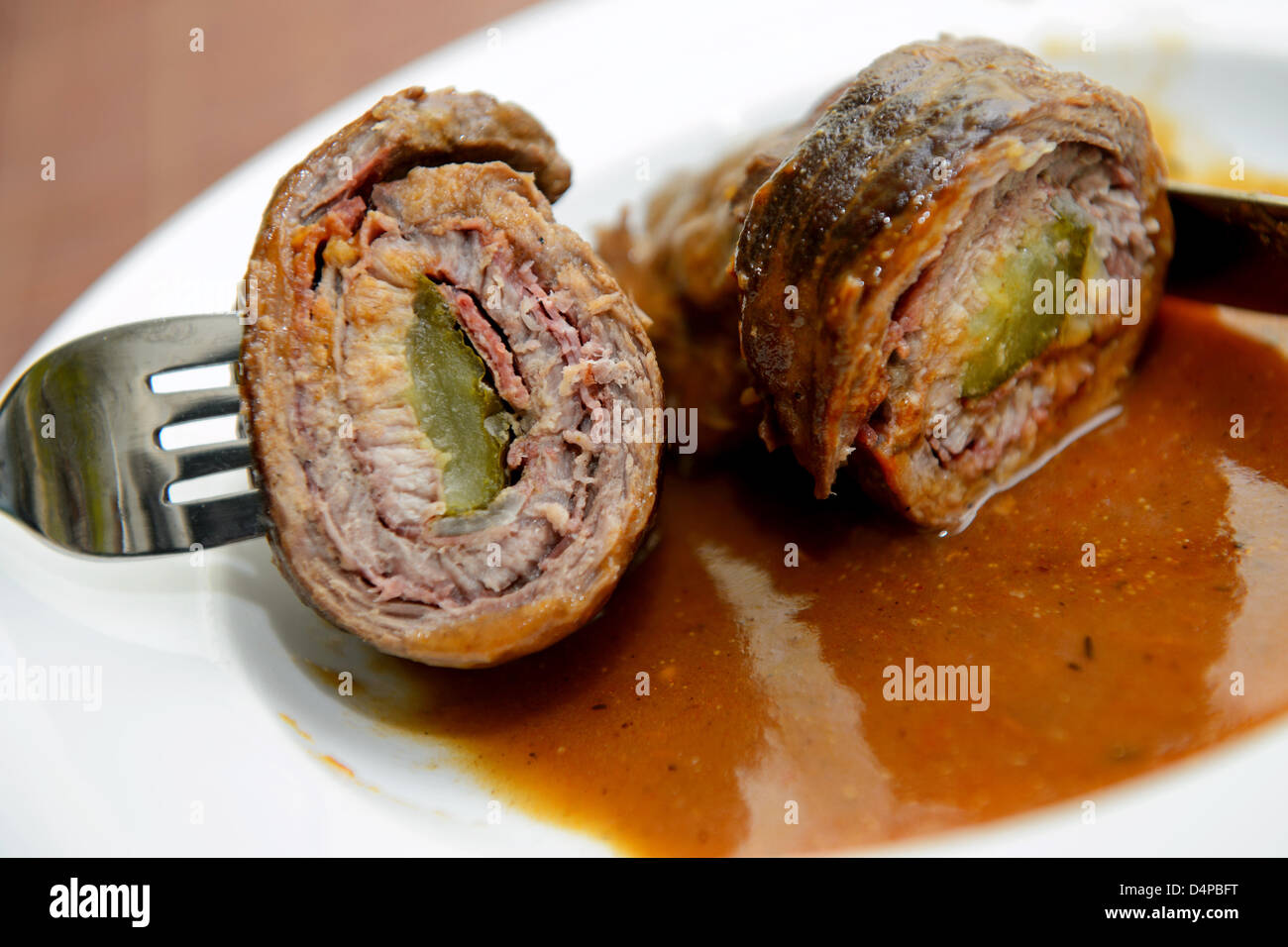Beef wrapped with bacon, mustard, pickle and onion - sliced ‚Äã‚Äãbeef ...
