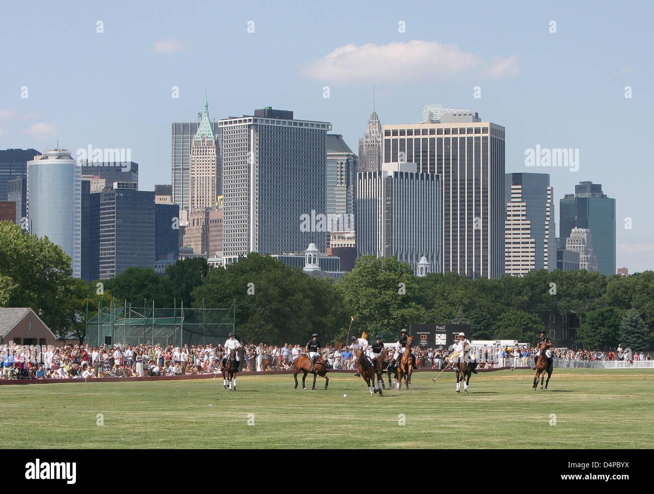 The picture shows the Manhattan Polo Classic match on Governors Island ...