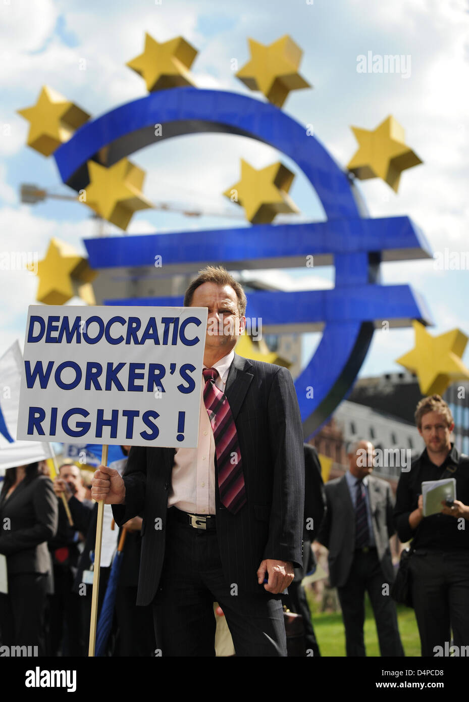 Employees of the European Central Bank (ECB) demonstrate for democratic ...
