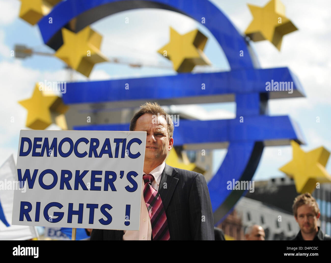 Employees of the European Central Bank (ECB) demonstrate for democratic ...