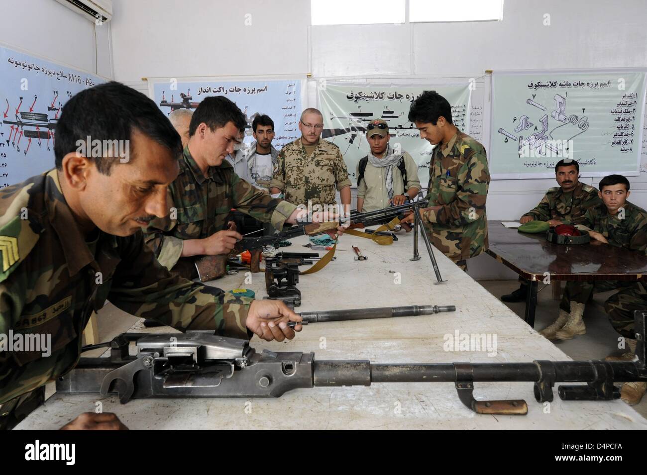 German Bundeswehr soldiers train soldiers of the Afghan National Army ...