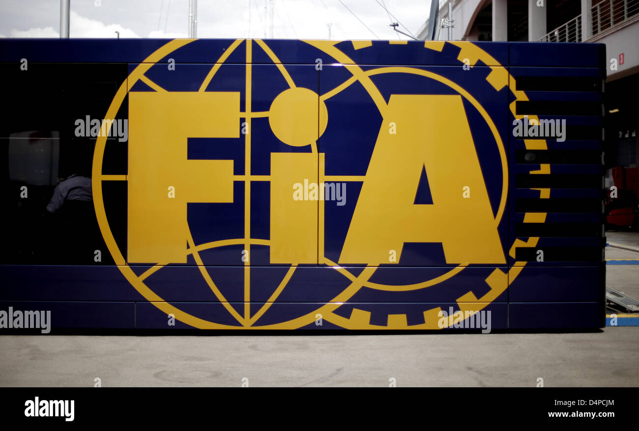 The FIA logo is pictured in the paddock at Istanbul Otodrom Circuit in ...