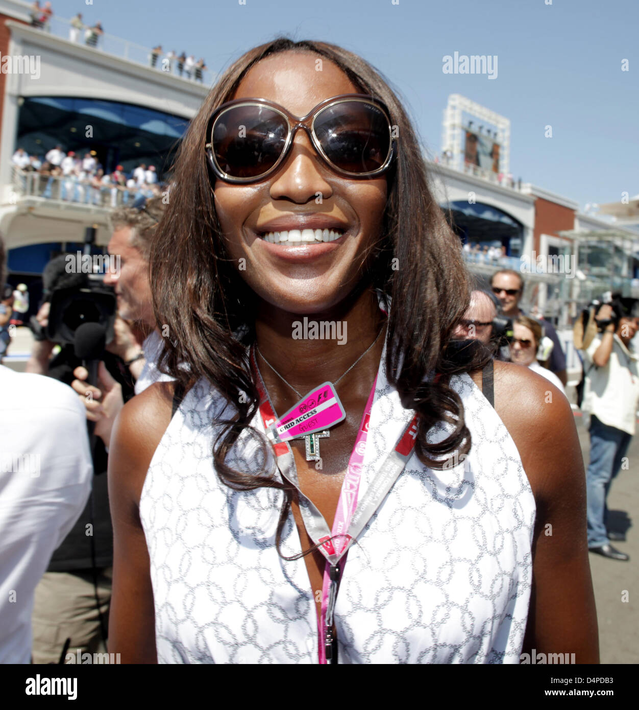 British model Naomi Campbell is pictured in the grid prior to the start ...