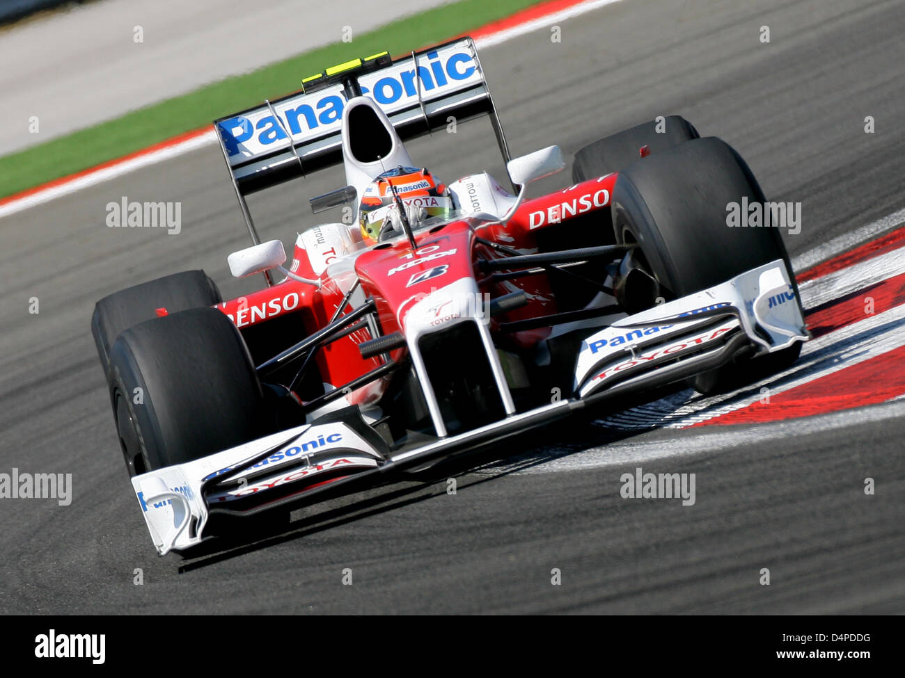 German Formula One driver Timo Glock of Toyota Racing steers his car ...