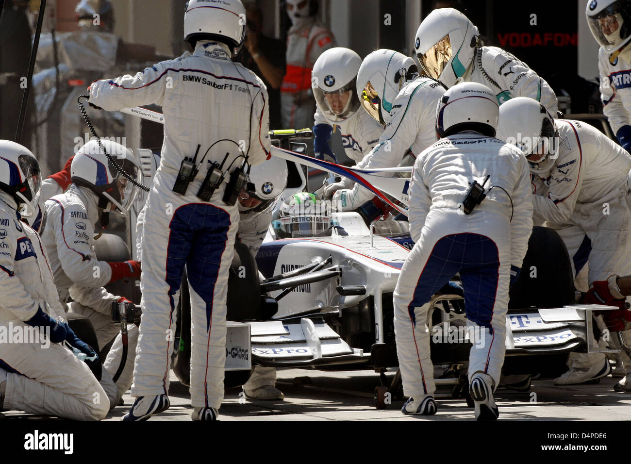 German Formula One driver Nick Heidfeld of BMW Sauber is seen at a pit ...