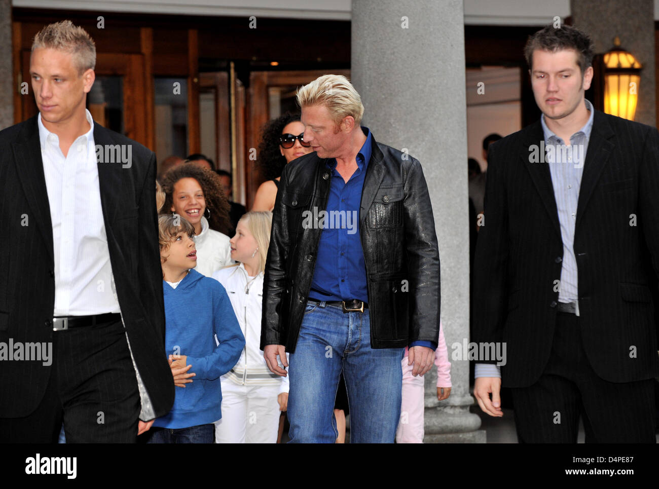 Tennis legend Boris Becker, his son Elias Balthasar and his fiancee ...