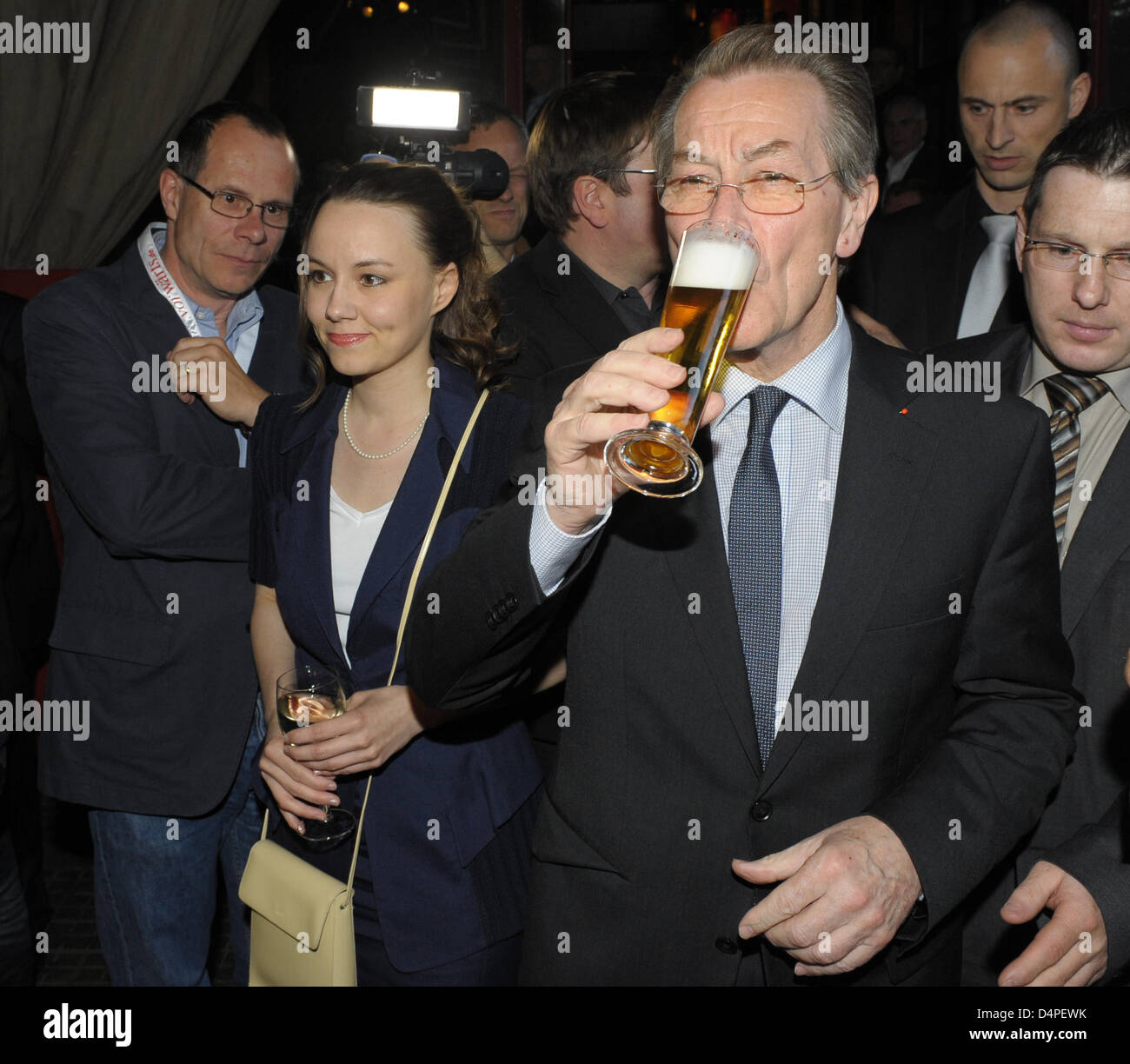 SPD chairman Franz Muentefering (2-R, 69) and his new girl friend ...