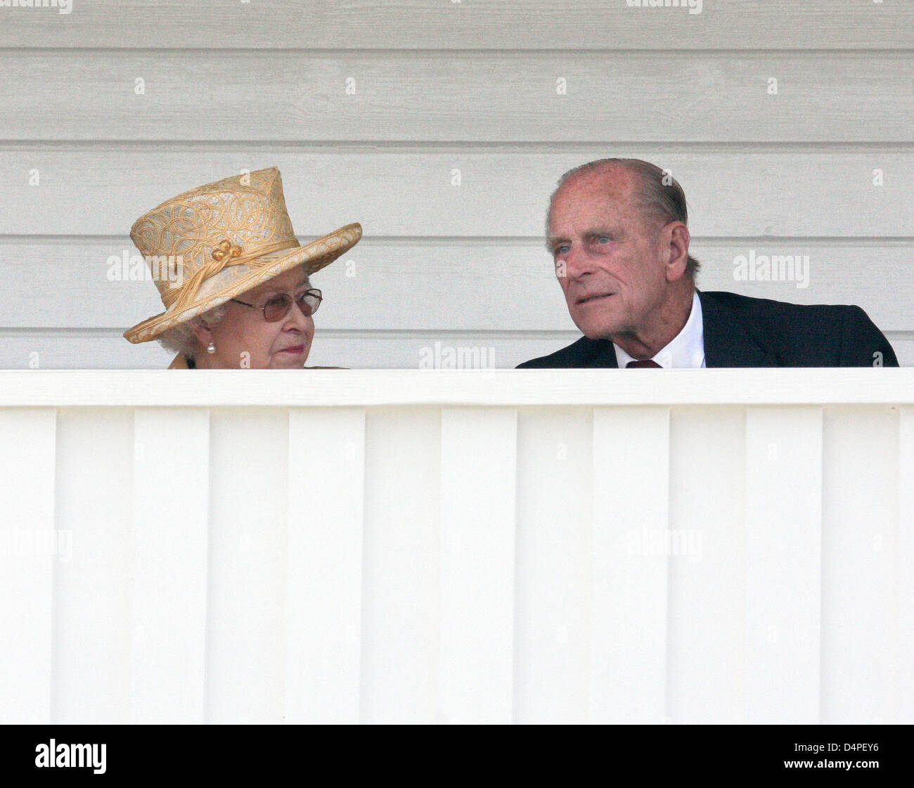 British Queen Elizabeth and Prince Philip pictured at the polo club at ...